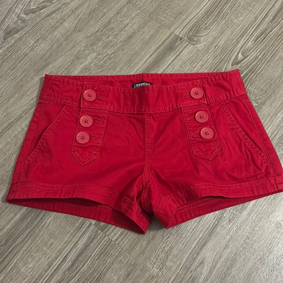 Shorts | Red Shorts With Buttons | Poshmark